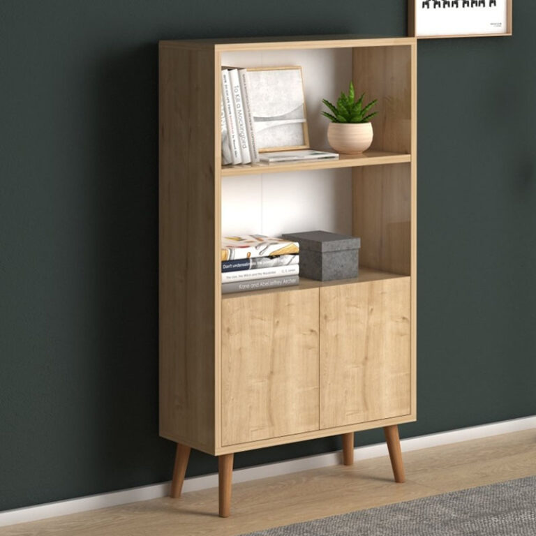 Cube Megapap melamine bookcase in oak color 60x24x110cm. cyprus