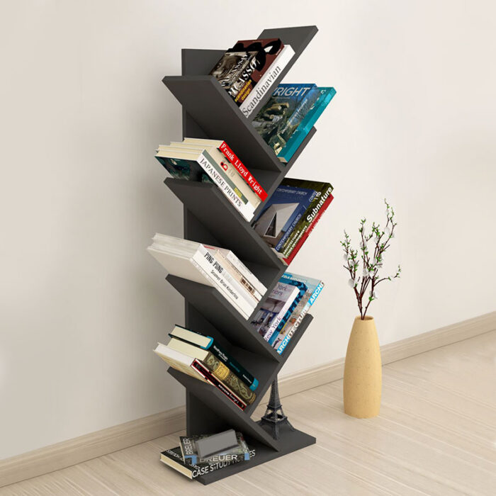 Milton Megapap melamine bookcase in anthracite color 44x22x121cm. cyprus
