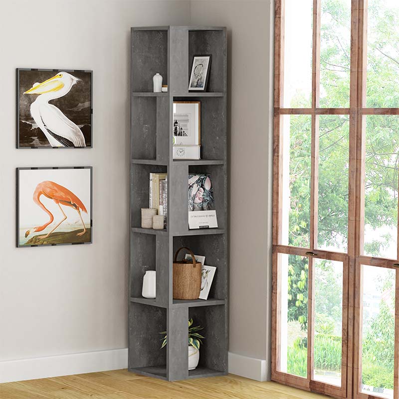 Piano Megapap corner melamine bookcase in retro grey color 31,4x31 ...