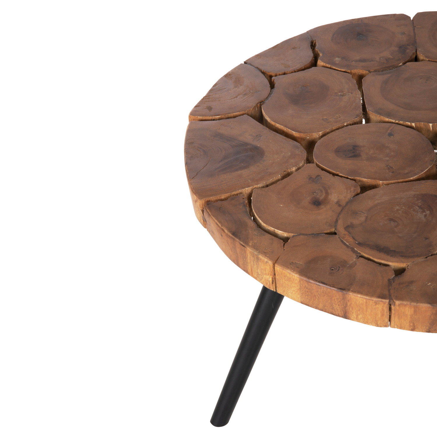 COFFEE TABLE RIBBEN HM9553 SOLID SUAR WOOD IN NATURAL-BLACK METAL LEGS ...