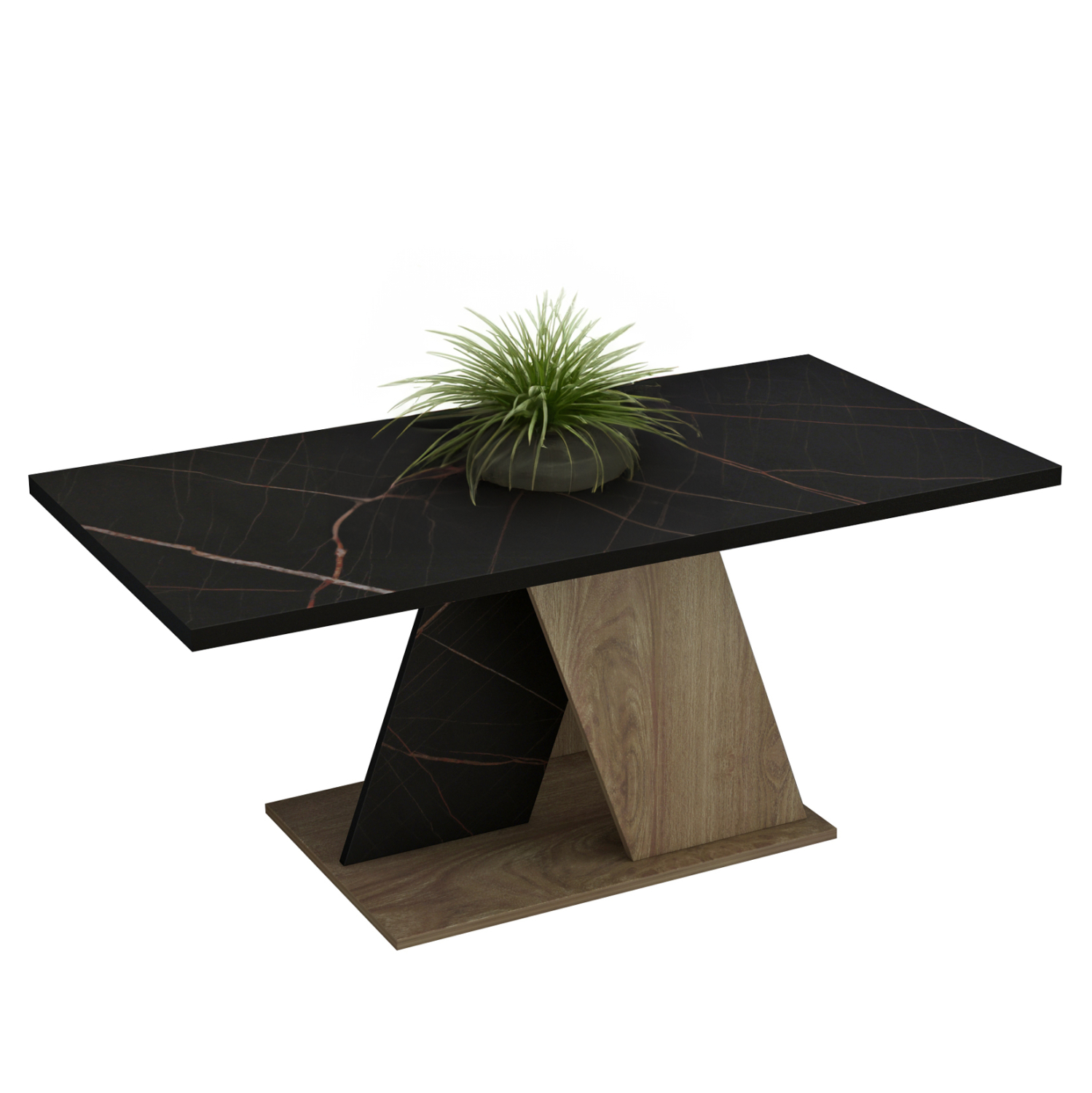 COFFEE TABLE DILE HM9528.03 MELAMINE IN NATURAL-BLACK MARBLE ...