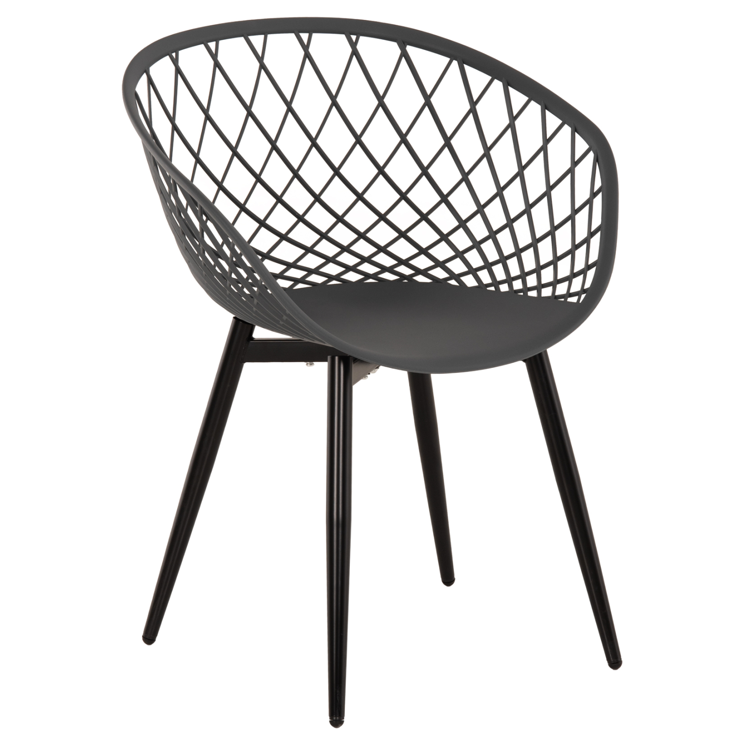 ARMCHAIR ARIADNE HM8001.30 GREY POLYPROPYLENE-BLACK METAL LEGS ...