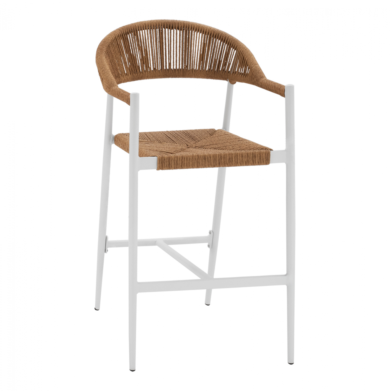 ALUMINUM BAR STOOL WHITE WITH ROPE IN BEIGE HM5788.01 55x57x106 cm. cyprus