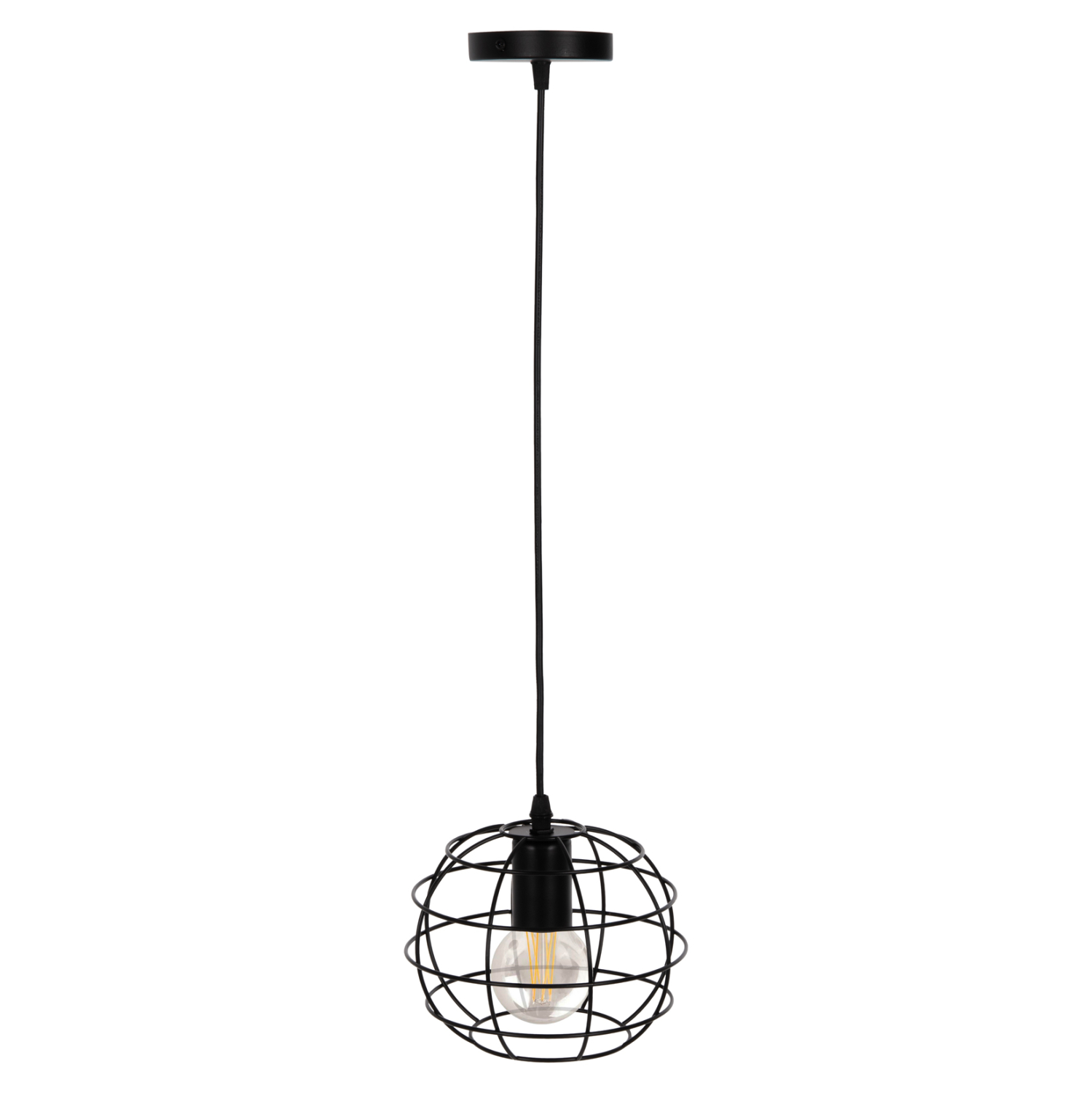 CEILING PENDANT LAMP HM4037 BLACK METAL SPHERE Φ16x124Hcm. cyprus