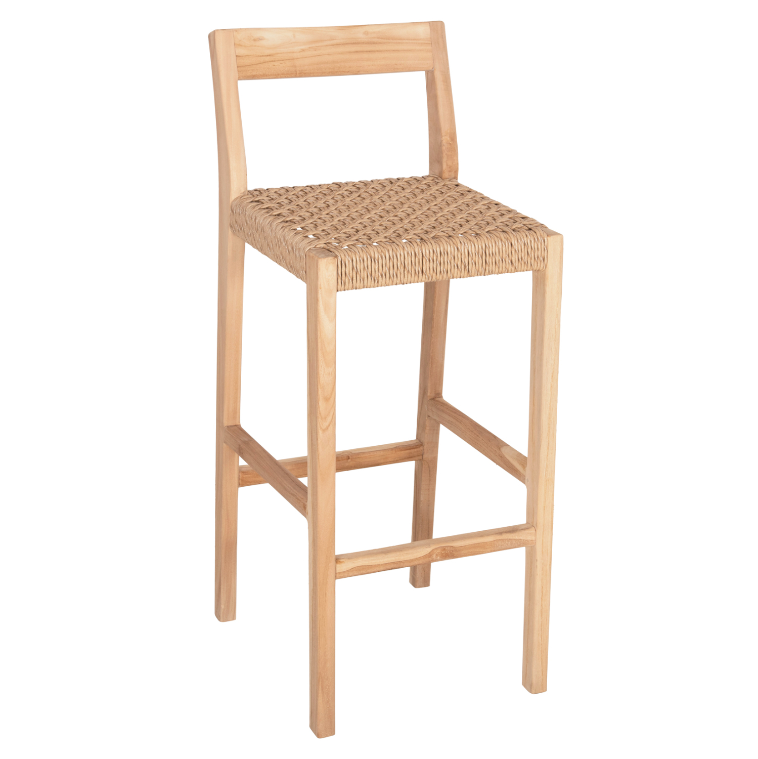 BAR STOOL WITH BACKREST PLERED HM6129 TEAK WOOD & VIRO ROPE ...