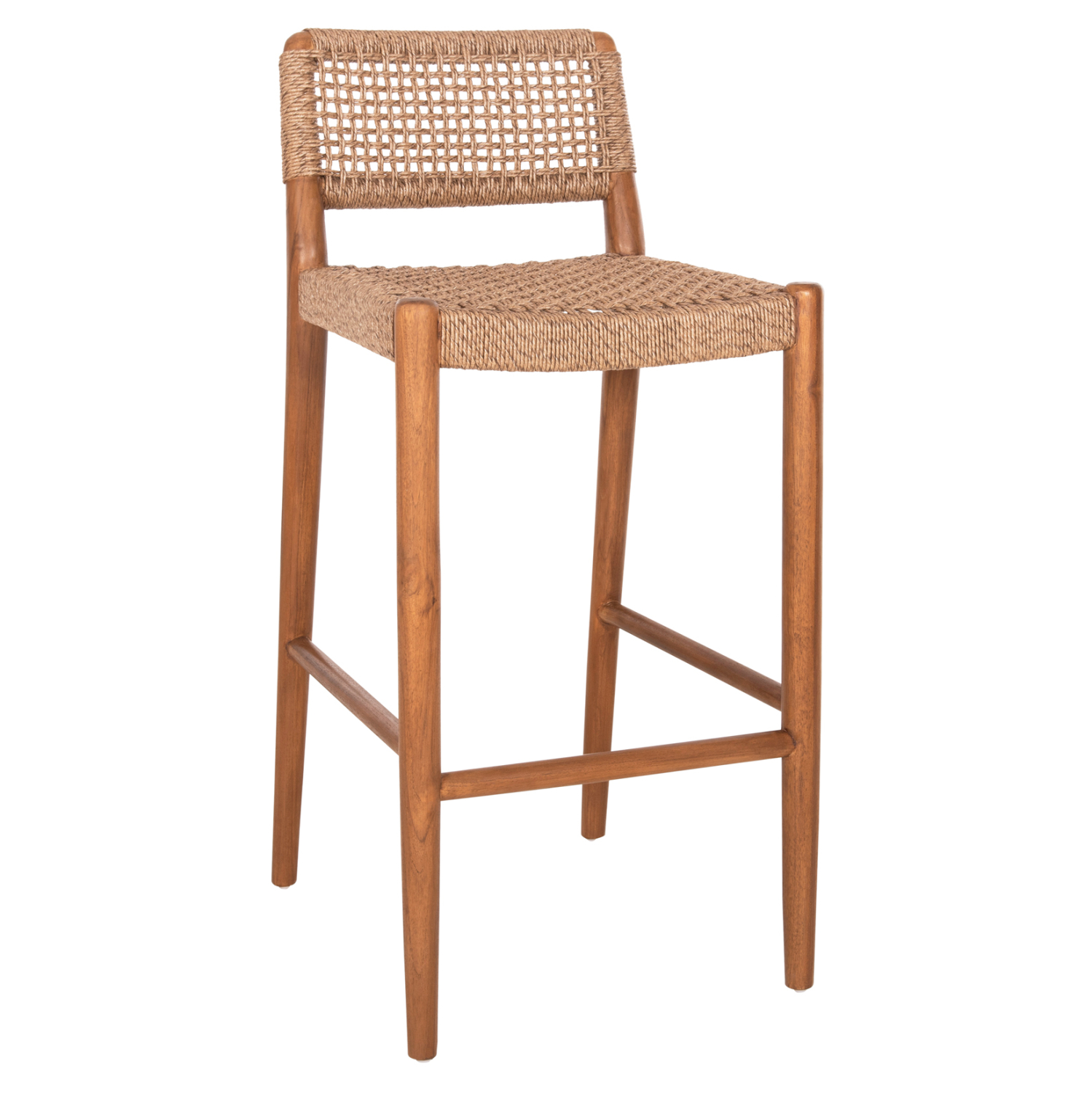 BAR STOOL ROSCO HM6134.01 TEAK WOOD IN WALNUT-VIRO ROPE IN BROWN ...