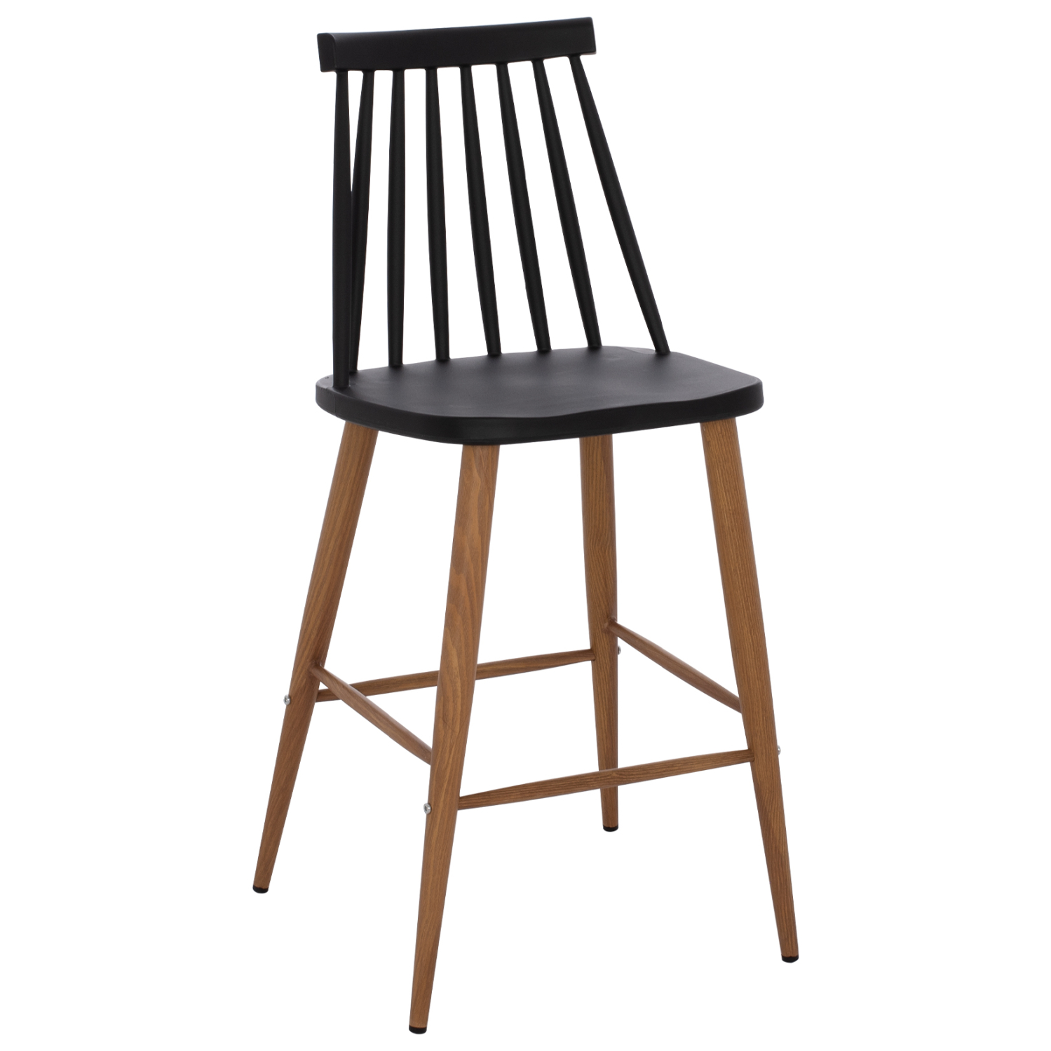 BAR STOOL HM9300.02 BLACK NATURAL 43x45x97Η cyprus