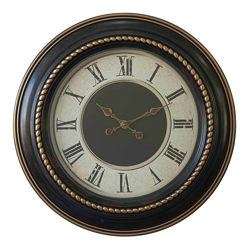 Retta Inart wall clock in antique black and gold tone D60.8x5.6cm cyprus