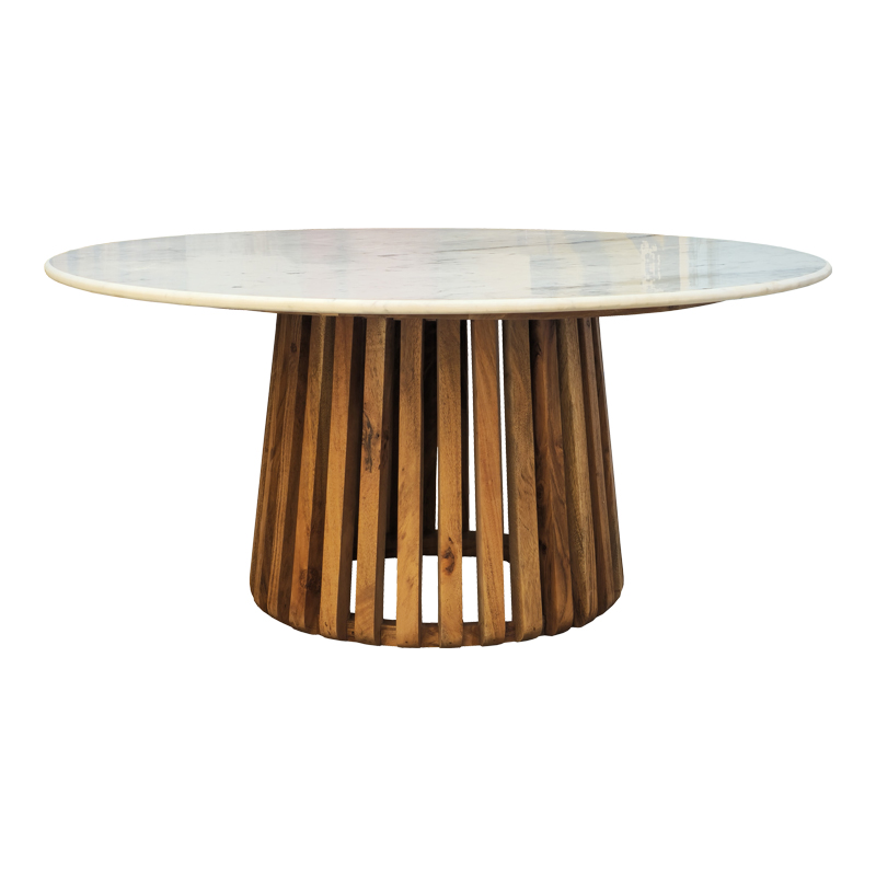 Mable Inart coffee table solid acacia wood in natural color and marble ...