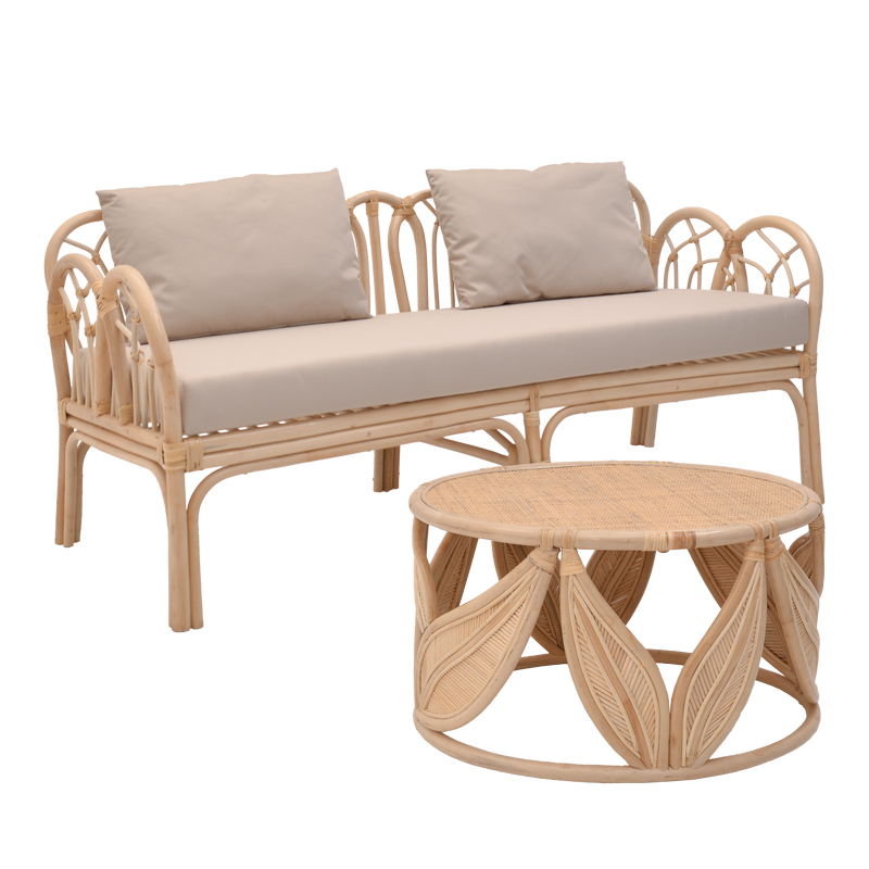 Σαλόνι Ytrone-Siderty pakoworld σετ 2τεμ rattan σε φυσική απόχρωση κυπρος