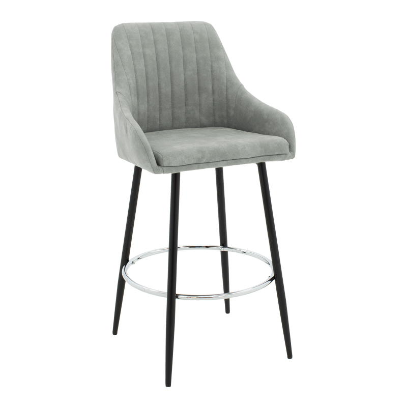 Bar Stool Cody metal black legs - fabric antique light grey color cyprus