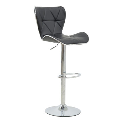 Bar stool Jorine pakoworld height adjustable black pu chrome base 53x44x114cm cyprus