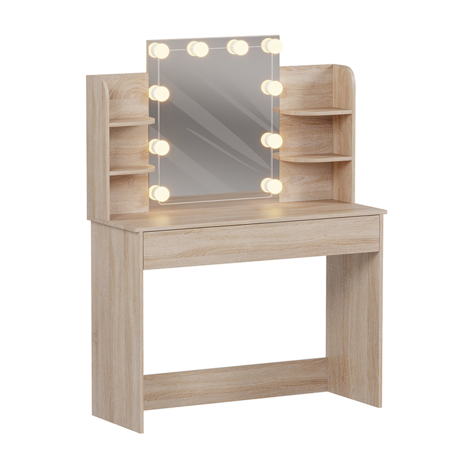 DRESSING TABLE WITH LED LIGHTS-SHELVES-DRAWERS LAURYN HM2502.01 SONAMA ...