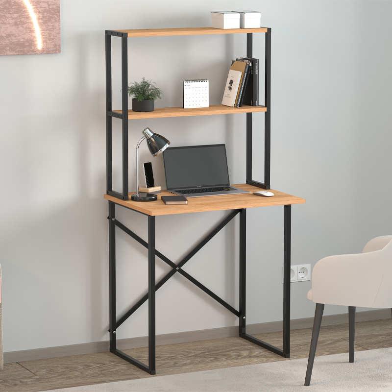 Pope Megapap metal - melamine study desk in pine oak color 73x52x146cm ...