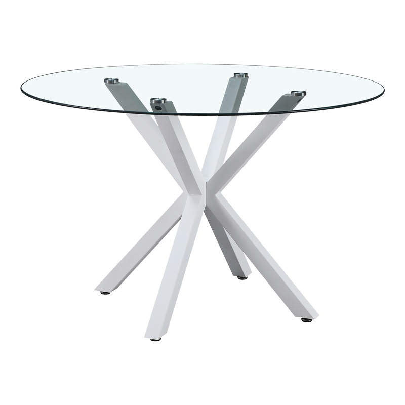 Kitchen table Tavula pakoworld Glass-Metal with white metal legs ...