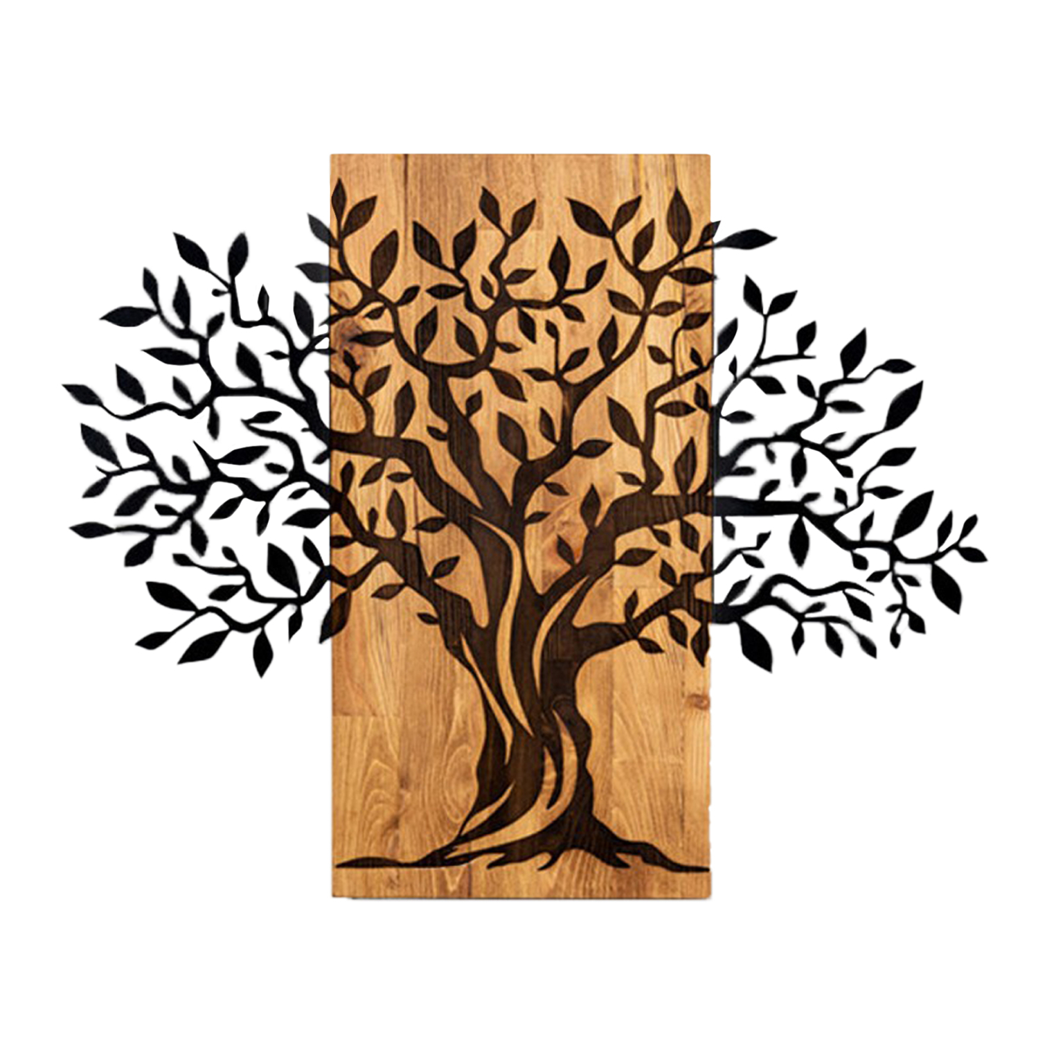 WALL DECORATION TREE FIGURE HM4802-METAL IN BLACK-WOOD 72x3(thickness ...