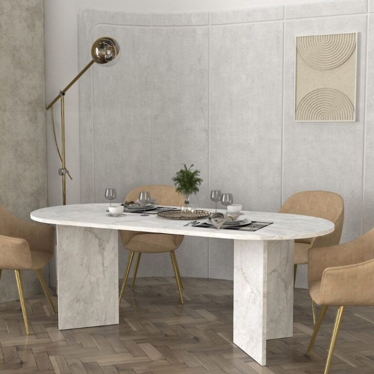 Cortado Megapap melamine dining table in white marble color 200x90x74cm ...