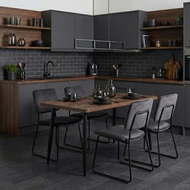 Levico Megapap Mdf/metallic table in smoked walnut color 130x75x75cm ...