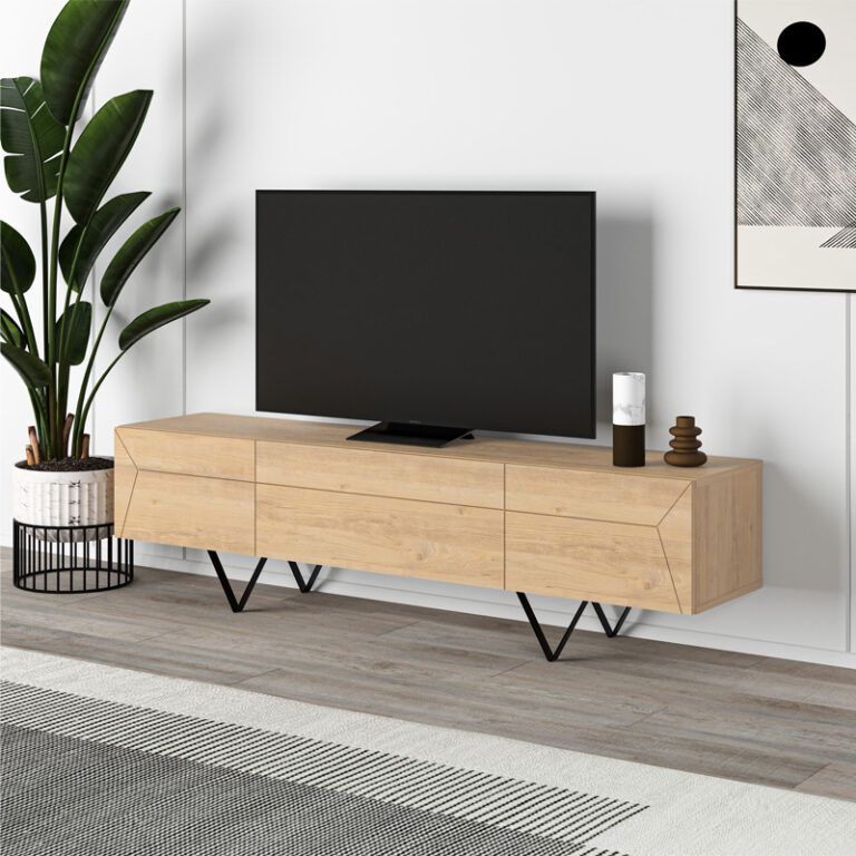 Jacomen Megapap melamine TV stand in sapphire oak color 160x35x43cm. cyprus