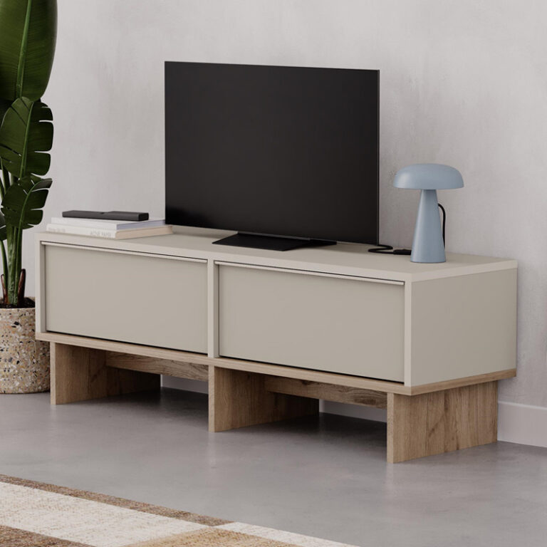 Yuki Megapap melamine TV stand in sandstone - sepet oak color 118x35x40 ...