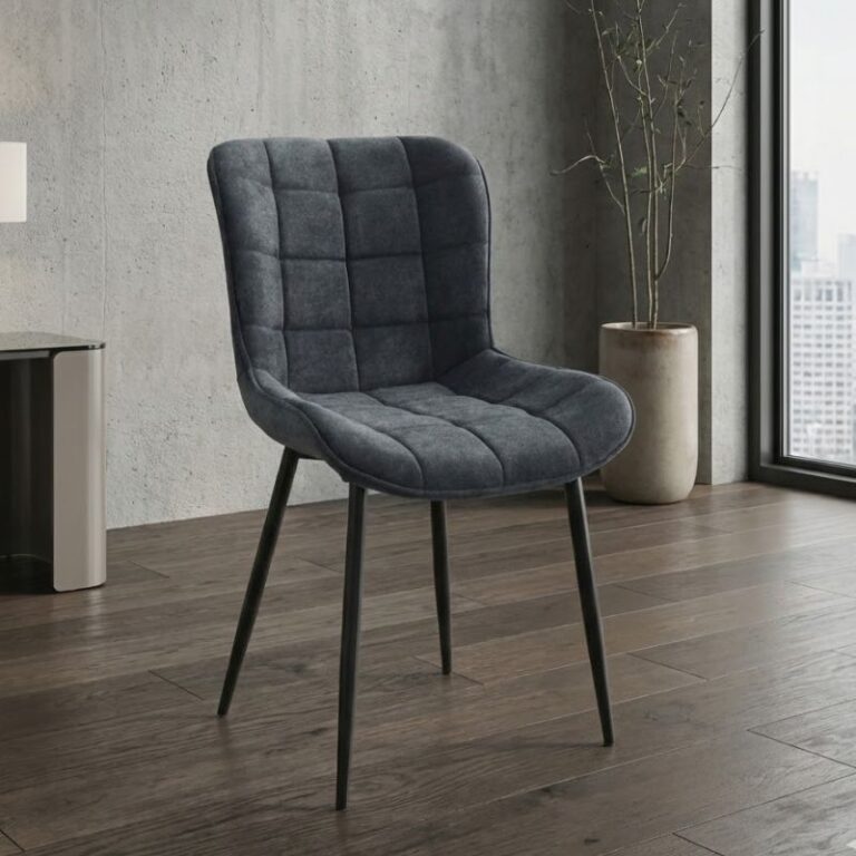 Chiara Megapap fabric dining chair in anthracite color with black metal ...