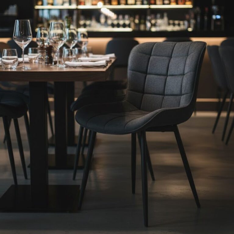 Chiara Megapap fabric dining chair in anthracite color with black metal ...