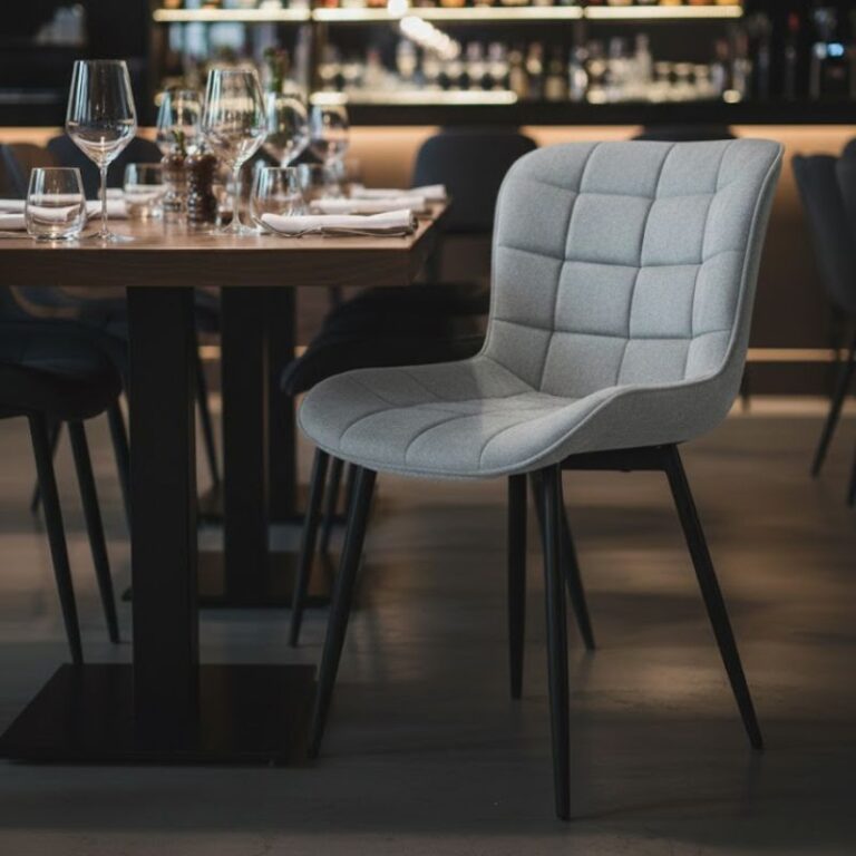 Chiara Megapap fabric dining chair in grey color with black metal leg ...