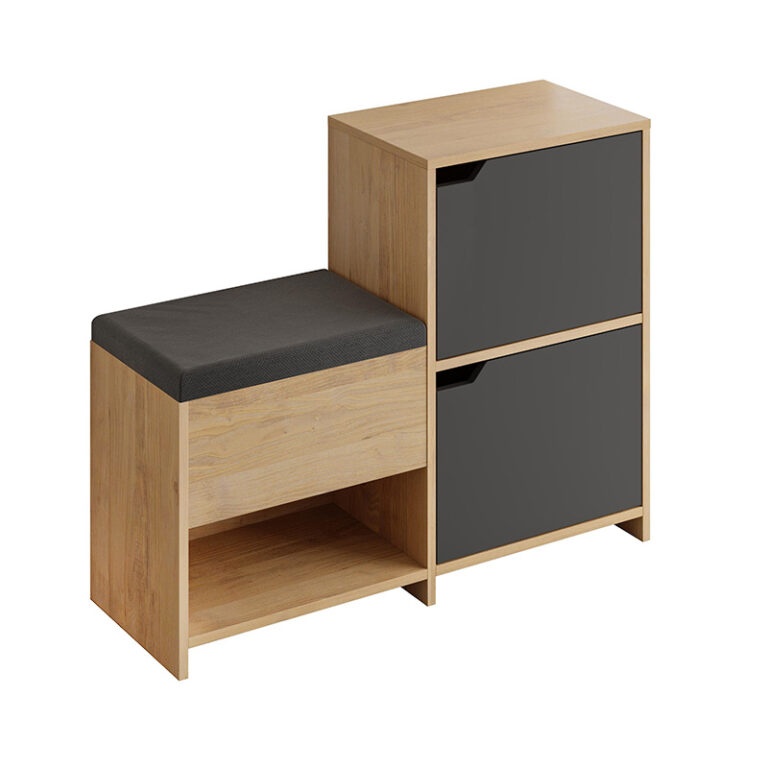 Haven Megapap melamine shoe bench in sapphire oak - anthracite color ...