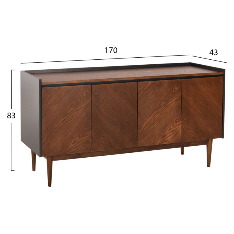 SET 2PCS SIDEBOARD & TV STAND BEEN HM21344 MDF WITH WALNUT WOOD VENEER ...