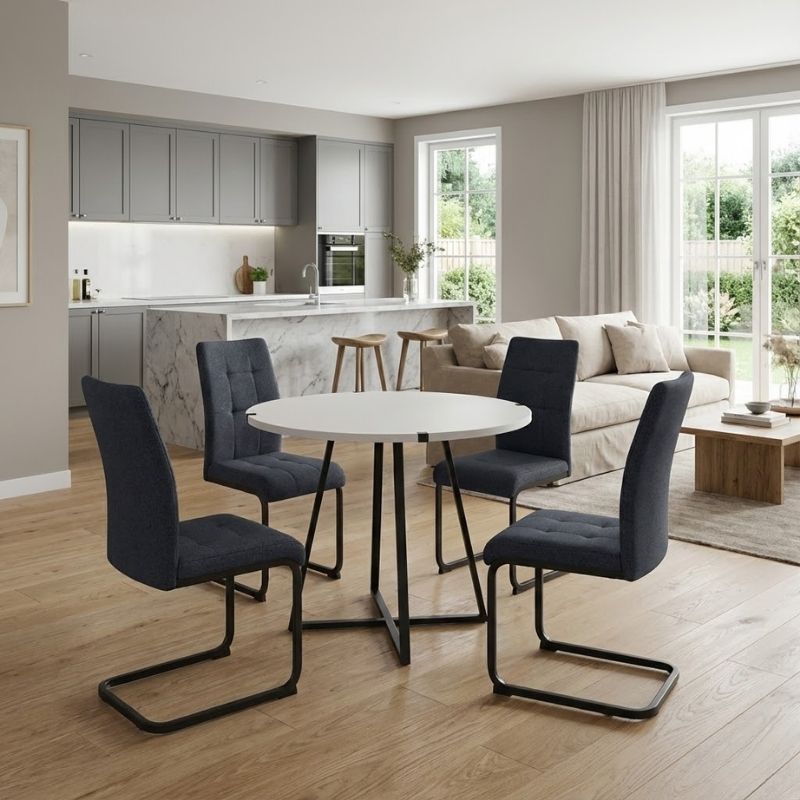 Dining room set 5pcs Rubes - Laura Megapap white color - anthracite ...