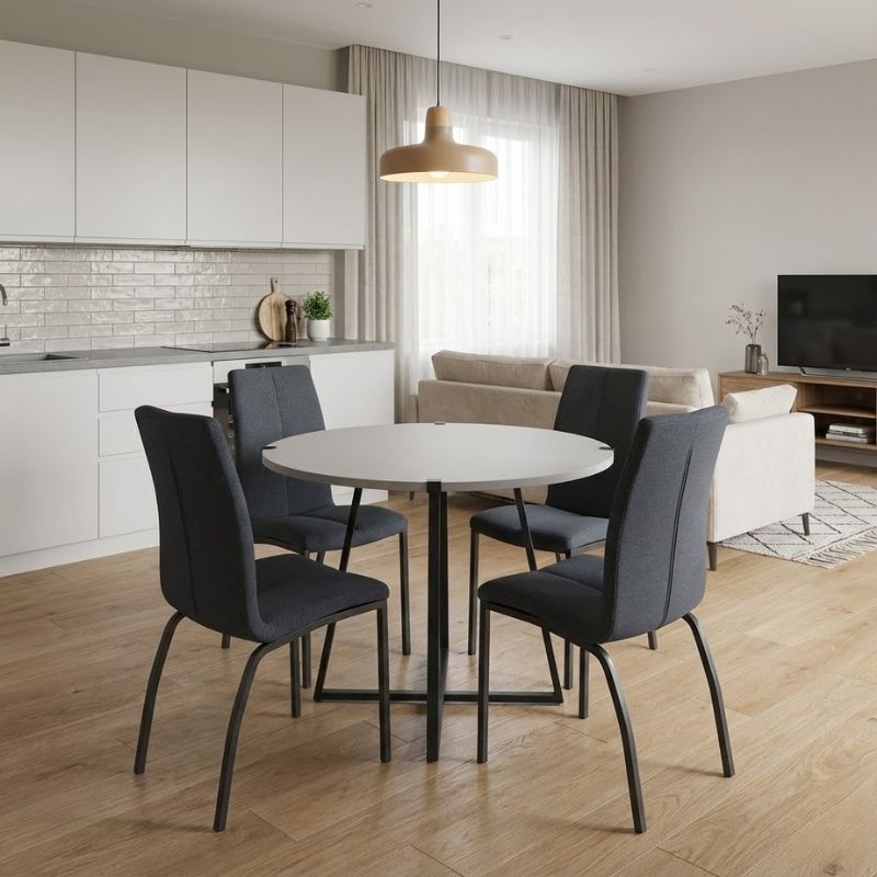 Dining room set 5pcs Rubes - Fina Megapap white color - anthracite ...